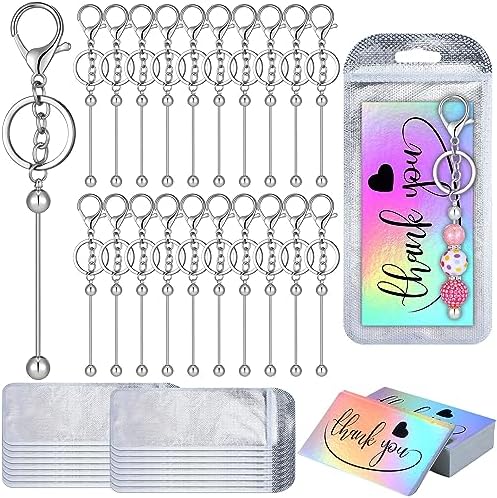Amazon.com: Sasylvia 60 Pcs Beadable Keychain Bars Resealable Pouch Bag ...