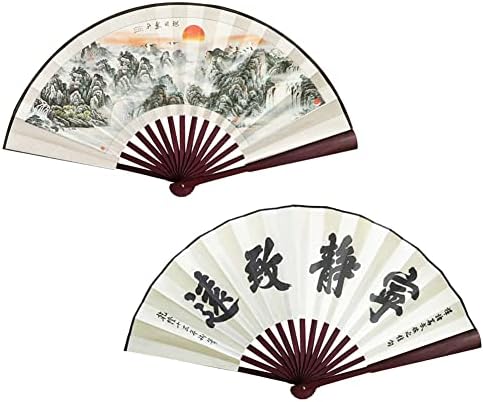 Amazon.com: 2 Pcs Large Folding Hand Fans,13 inch Bamboo Fabric Fans ...