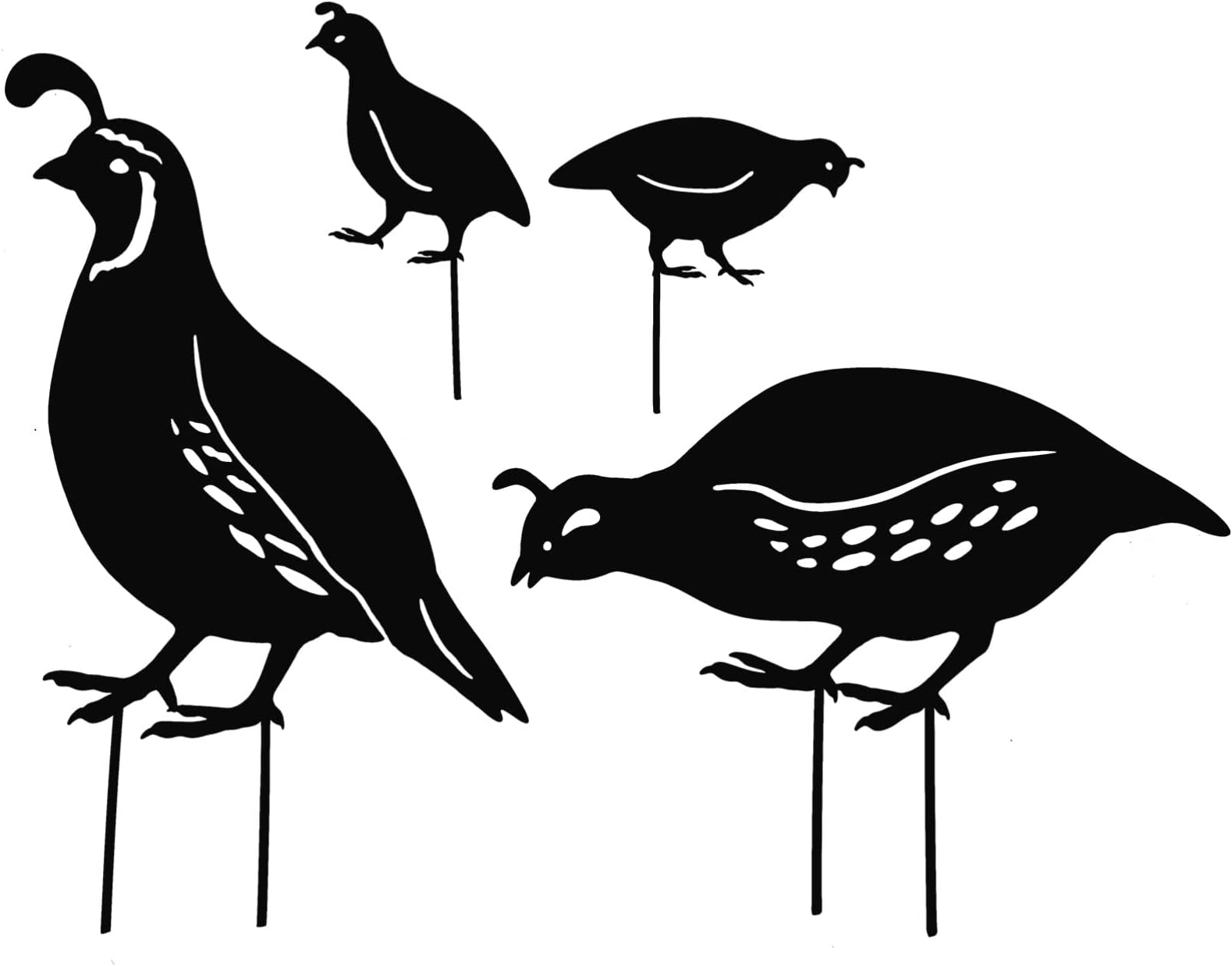 Amazon.com: COHEALI 4Pcs Iron Cast Animal Stake Statue Rustic Quail ...