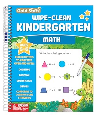 Amazon.com: Wipe Clean Kindergarten Math Workbook Ages 5 to 6: Reusable ...