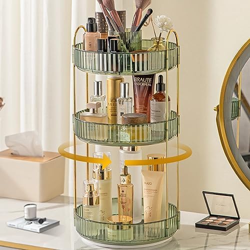 Amazon.com: Devokimi Bathroom Organizer Countertop, Rotating Makeup ...