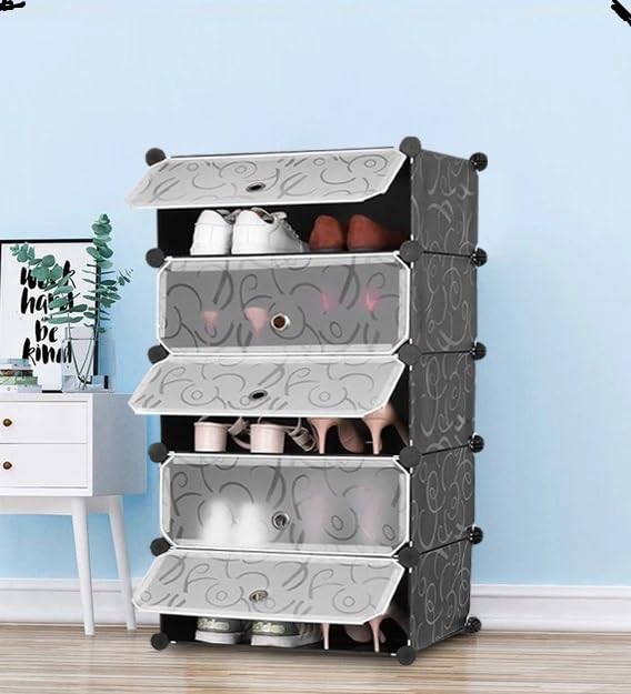 PYXBE- DIY Shoe Rack Organizer/Multi-Purpose Plastic 5 Layers Portable ...