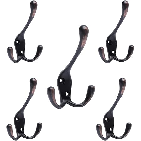 Amazon.com: IBosins 6 Pack Big Heavy Duty Three Prongs Coat Hooks Wall ...