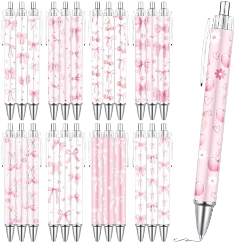 Amazon.com: Sayglossy 8 Pcs Coquette Bow Ballpoint Pens Pink Bow Ribbon ...