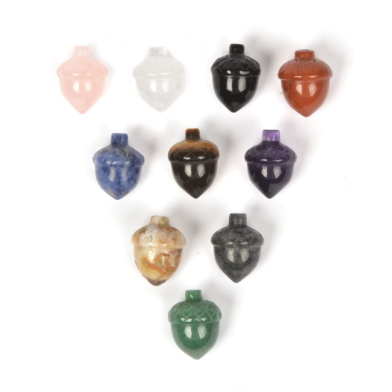 Amazon.com: Mixed 10pcs Carved Acorn Hazelnut Natural Gemstone Mini ...