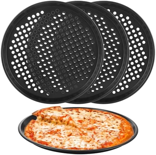 Oungy 4 PCS Pizza Tray, 12 Inch Carbon Steel Non-Stick Pizza Oven Trays ...