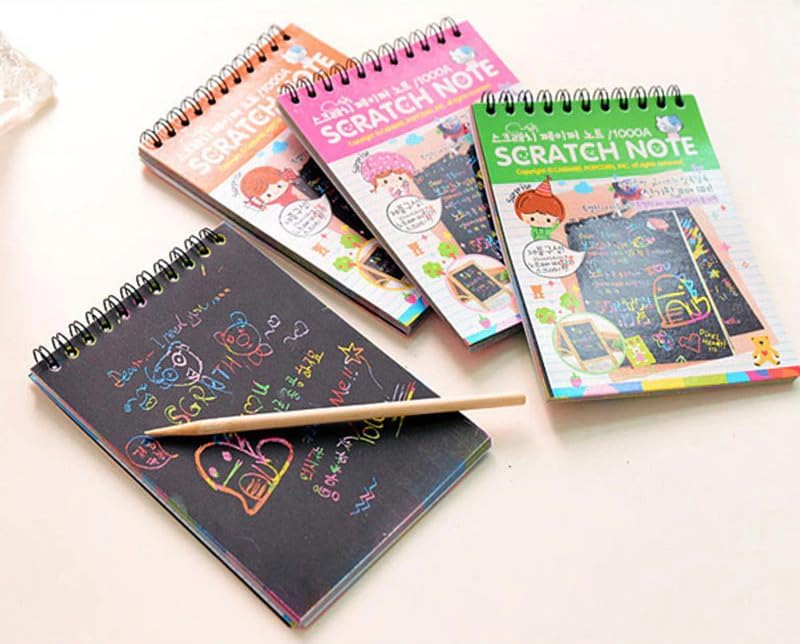 GLUN® Scratch Notepad Pack of 3 with Magical Rainbow Color, Notepad ...