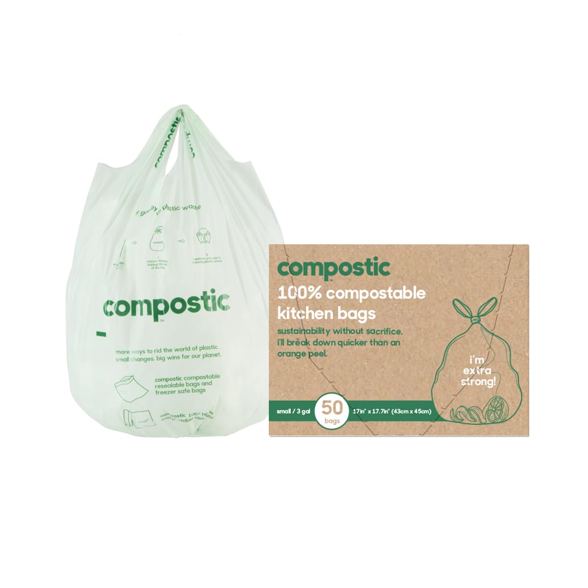 Amazon.com: Compostic Home Compostable Trash Bags, 3 Gallon Small ...