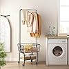 Amazon.com: Tajsoon Laundry Cart with Clothes Rack, Laundry Hamper with ...
