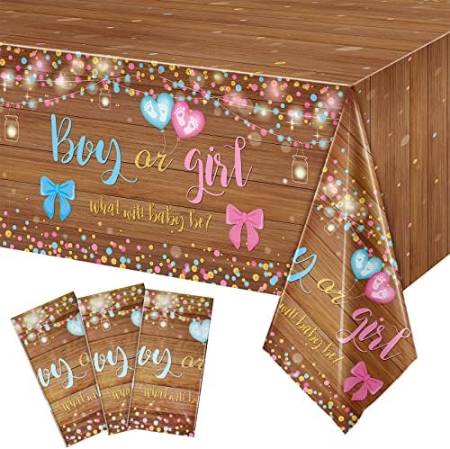 Amazon.com: 3 Pieces Gender Reveal Tablecloth Boots or Bows Gender ...
