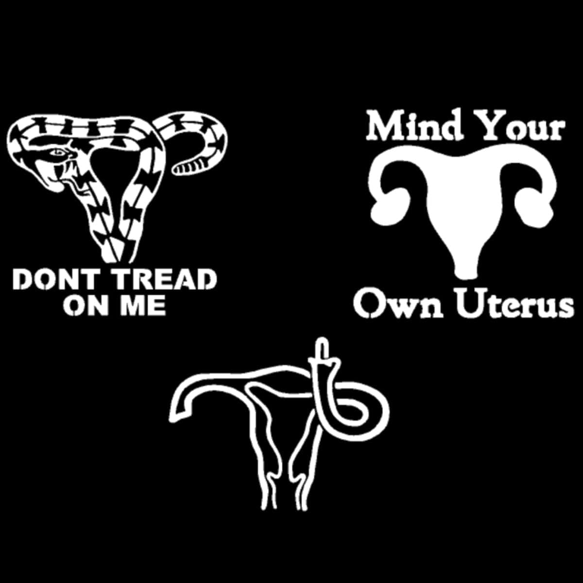Amazon.com - Uterus Decal 3 Pack: Don't Tread On Me Uterus, Mind Your ...