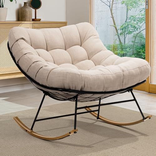 Amazon.com: LITFAD Modern Upholstered Rocking Chair - Tufted Seat and ...