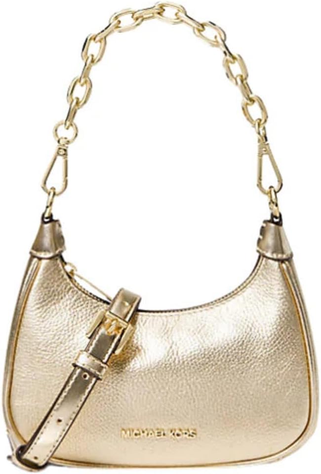Michael Kors Cora Mini Pebbled Leather Shoulder Bag Pale Gold: Handbags ...