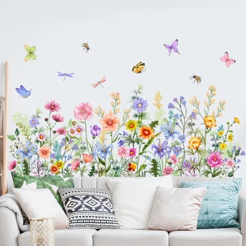 Amazon.com: wondever Garden Flower Wall Stickers Poppy Peony Pink ...