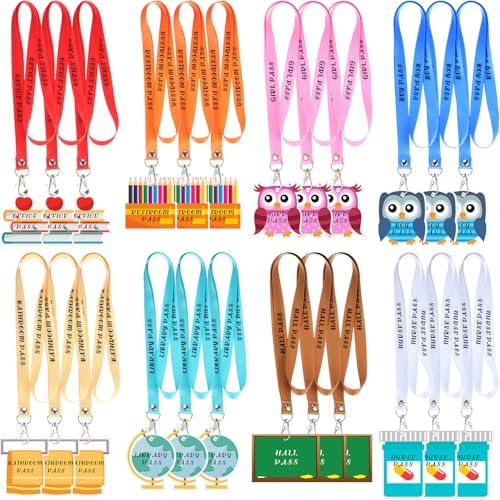 Amazon.com: Honoson 24 Pack Hall Passes Lanyards Unbreakable PVC School ...