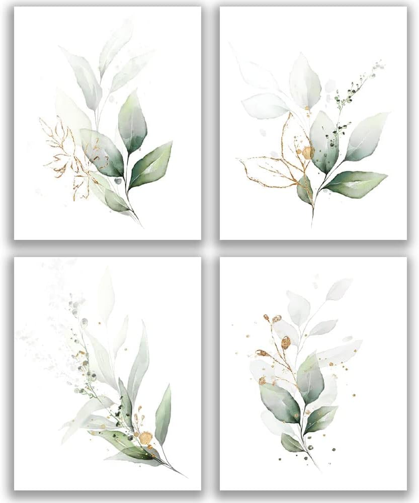 Amazon.com: Botanical Plant Simple Life Green Leaf Painting Bathroom ...