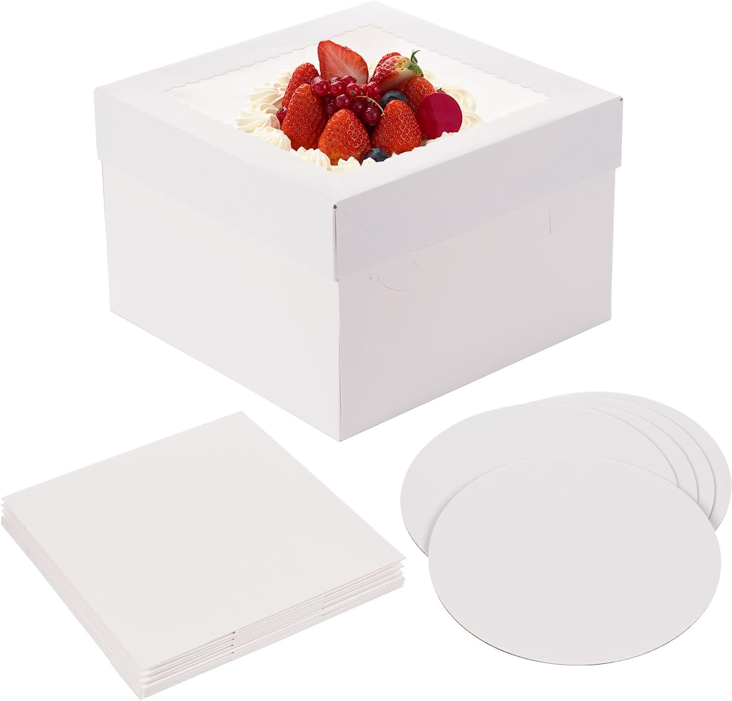 Amazon.com: MixTeach 12x12x8 Inch Cake Boxes Set (6 Boxes & 6 Round ...