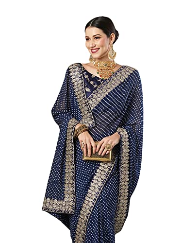 Buy Arkia Women's Bandhani Printed & Embroidery Work In Lace Georgette ...