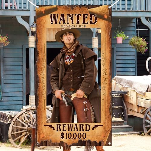 Amazon.com: West Wanted Photo Booth Prop Selfie Frames Western Cowboy ...
