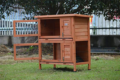 BUNNY BUSINESS Rabbit/Guinea Pig Outdoor Hutch, Double Decker Rabbit ...