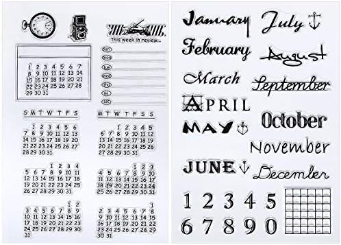Amazon.com: CRASPIRE Calendar Planner Frame Clear Rubber Stamp Month ...
