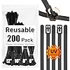 Amazon.com: SOOOEC 200 Pack Reusable Zip Ties Assorted Sizes 6+8+10+12 ...