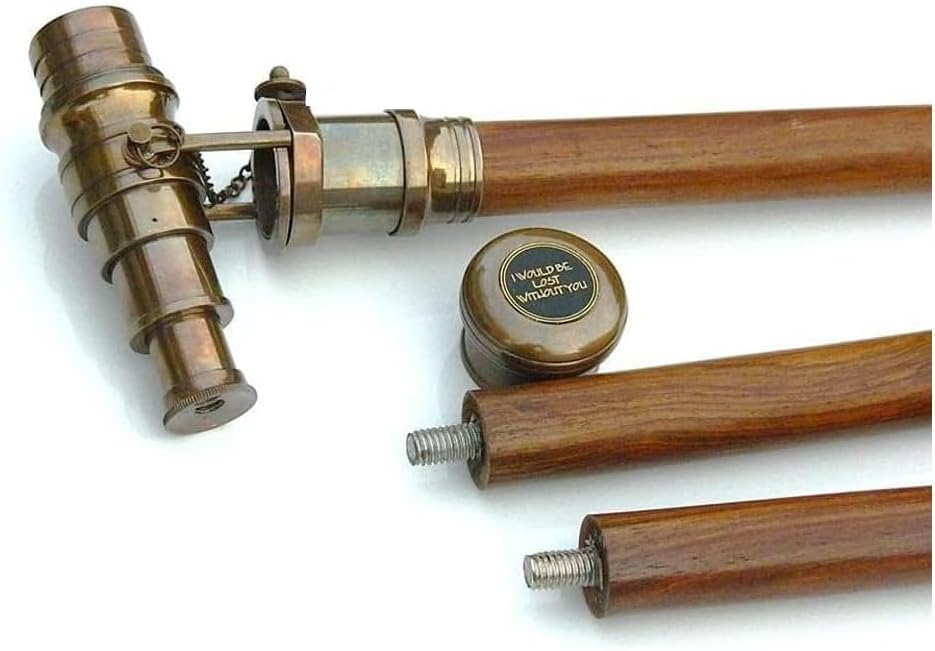 Amazon.com: Antique Brown Nautical Walking Stick Hidden Telescope ...