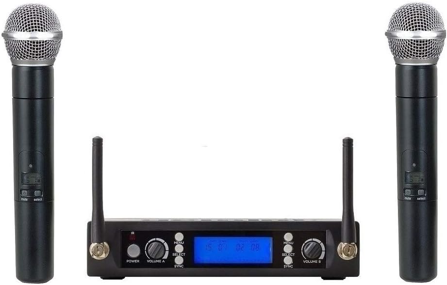 Amazon.com: Professional UHF Dual Wireless Microphone Handheld Dynamic ...