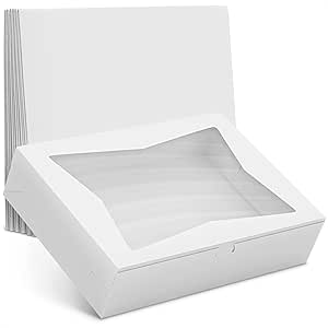 10 Pcs Half Sheet Cake Boxes 19x14 In - White Bakery Boxes with Window ...