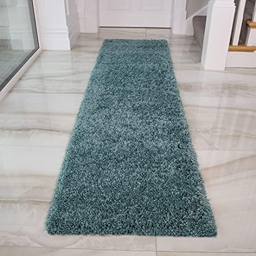 Duck Egg Blue Thick Super Soft Pile Hallway Shaggy Carpet Runner Rug ...