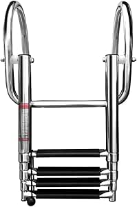 Amazon.com: Stainless Steel Boat Ladder 4 Steps Folding Telescoping ...