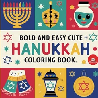 Bold Easy Cute Hanukkah Coloring Book: Jewish Holidays Coloring Pages ...