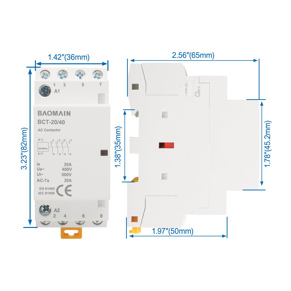 Snapklik.com : 110V AC 4-Pole Modular Contactor, 20A 4NO Normally Open ...