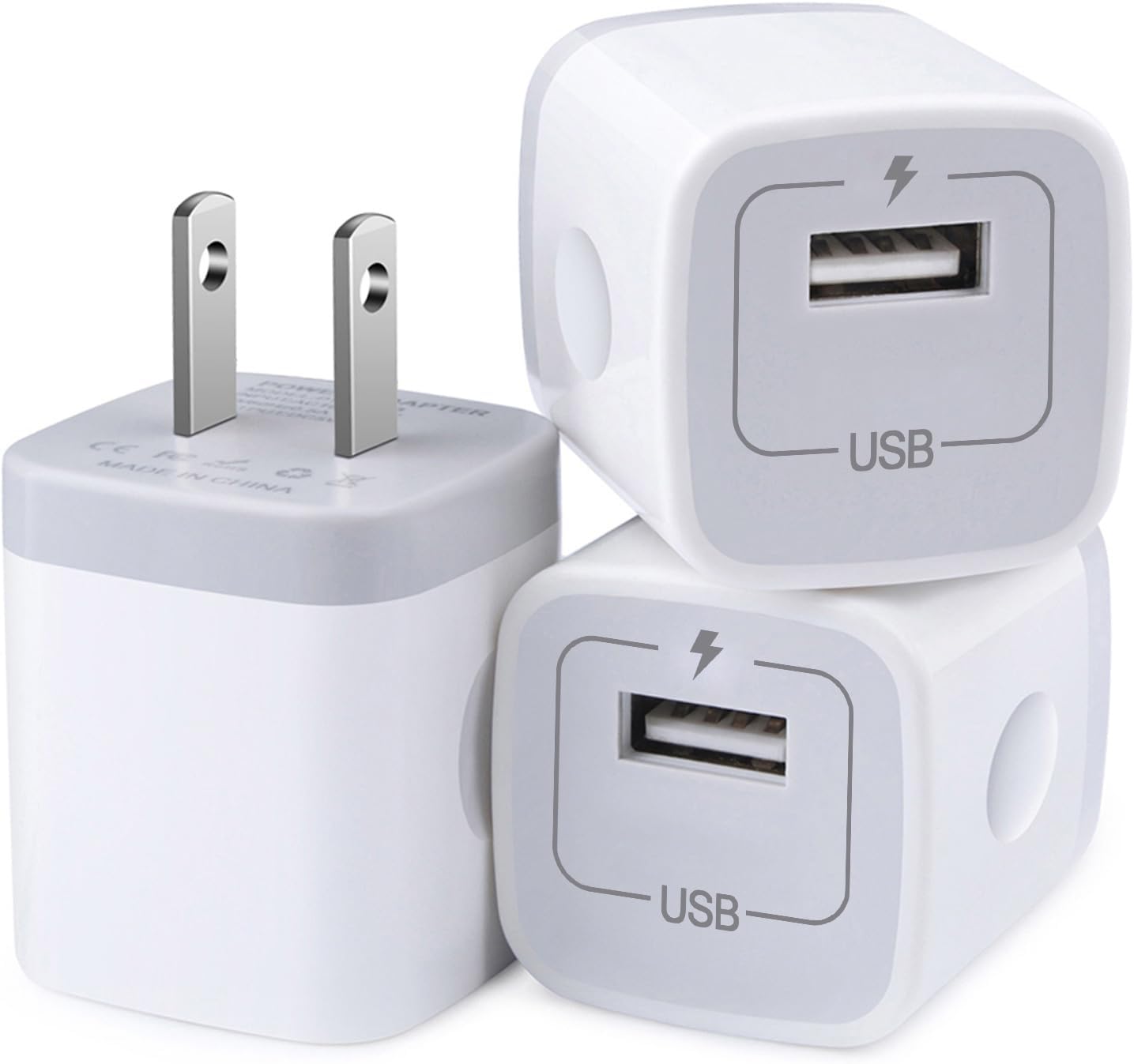 Amazon.com: USB Wall Charger, Charger Block, 3-Pack Charging Cube 1A/5V ...