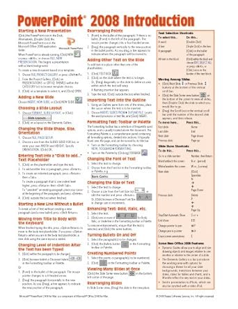 PowerPoint 2008 for Mac: Introduction Quick Reference Guide (Cheat Sheet of Instructions, Tips ...