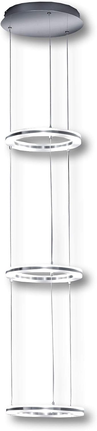 Deutsche LED Hängeleuchte Nickel matt mit Chrom 5000 Lumen Dimmbar ...