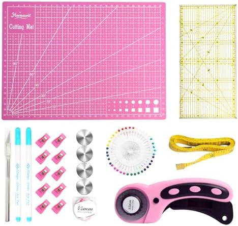 Rotary Cutter Kit, Homewit 45mm Fabric Cutter Set with 5 Spare Blades ...
