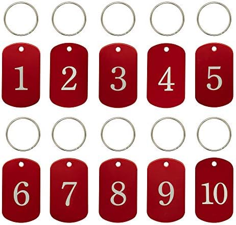 Amazon.com : 1-100 Numbered Key Tags, Red Aluminum Alloy Metal Numbered ...