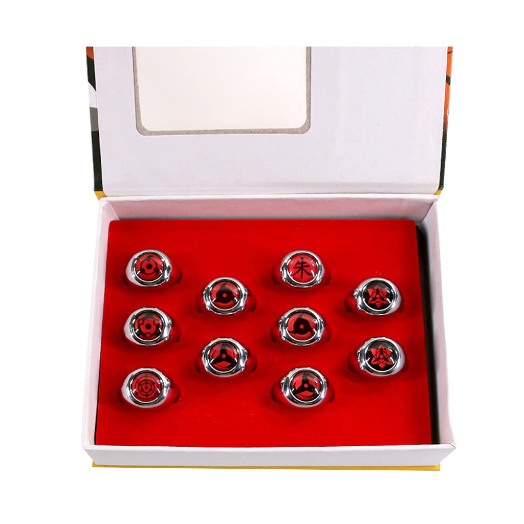 Buy Naruto Akatsuki Rings Set 10 PCs, Itachi Obito Sasori Sharingan ...