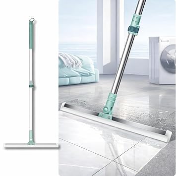 Rotating Floor Squeegee with Long Handle - Heavy Duty Bathroom & Floor ...