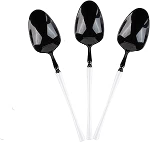 Amazon.com: EcoQuality Black and White Disposable Plastic Tea Spoon ...