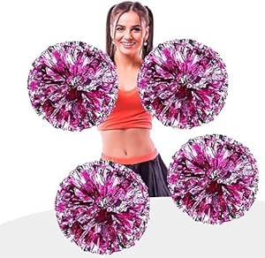Amazon.com: Metallic Cheerleading Pom Poms, 4Pcs Cheerleaders Cheer Pom ...