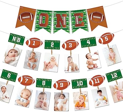 Amazon.com: Footbal Birhtday Decorations 1St Birthday Photo Banner 1St ...