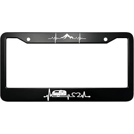 Amazon.com: XHuiZio Heartbeat Mountain Trailer Camping License Plate ...