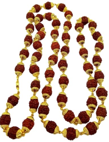 DeepMines Rudraksha Mala Gold Plated for Men & Women रुद्राक्ष माला ...