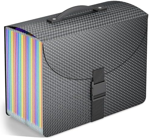 Vanulee 25 Pockets File Organiser Box File Folder,Document Organiser ...