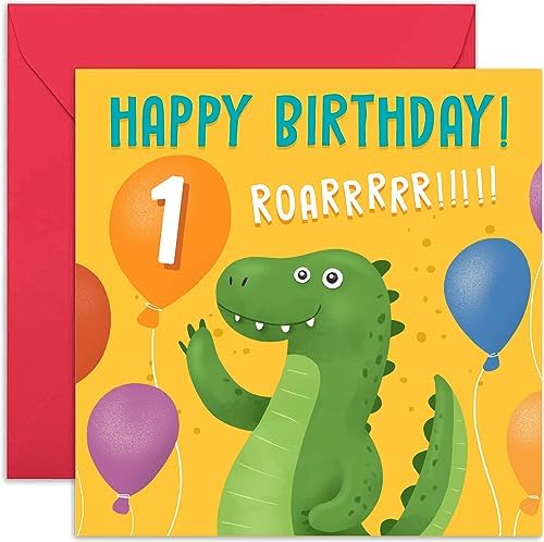 Dinosaur Birthday Card for Boy or Girl - 1st Children Birthday Card - T ...