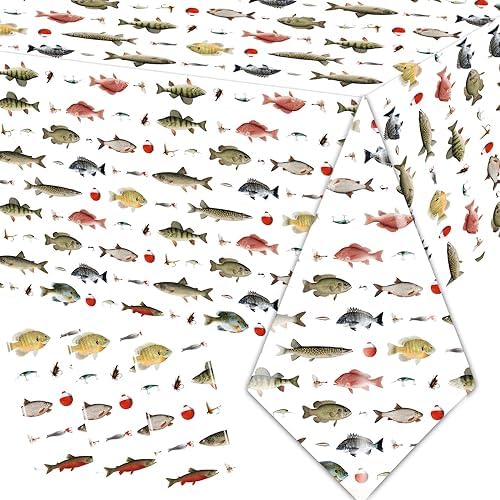 Amazon.com: Juweked 3 Pieces Fishing Table Cloth,Under The Sea Party ...