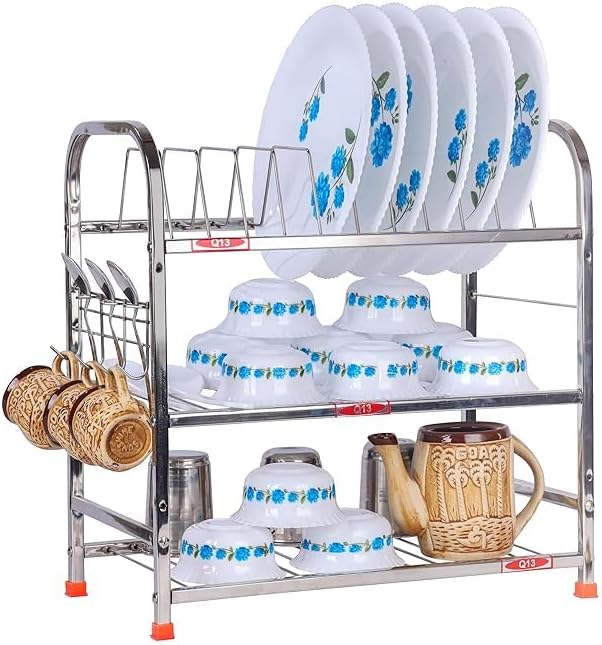 4RCE Stainless Steel 3 Shelf Wall Mount Kitchen Utensils Rack | Dish ...