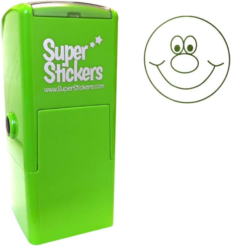 SuperStickers Smiley Face Pre-Inked Stamper in Green, 28mm : Amazon.co ...